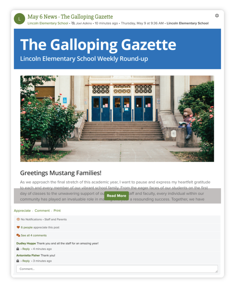 Communications & Newsletter - ParentSquare